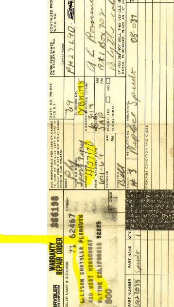 Dealer Codes? | For C Bodies Only Classic Mopar Forum